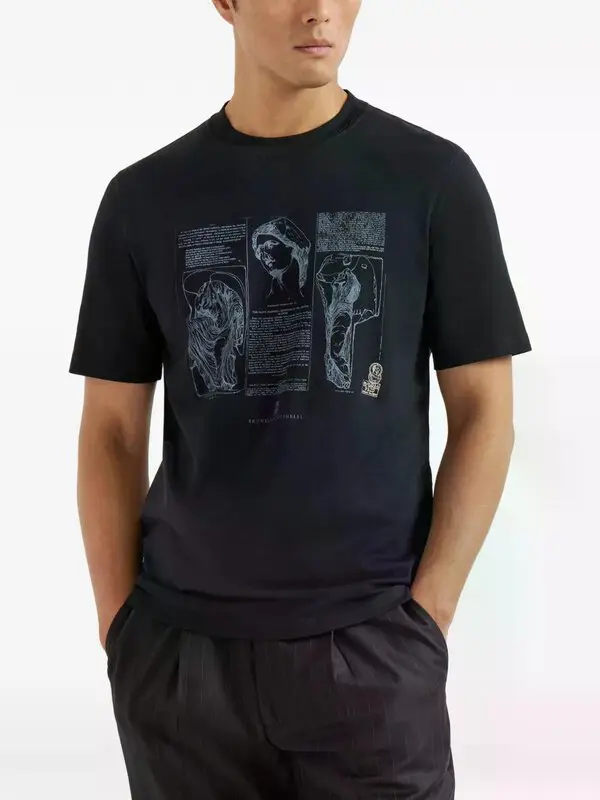 Brunello Cucinelli Printed Crew-neck T-shirt - Black