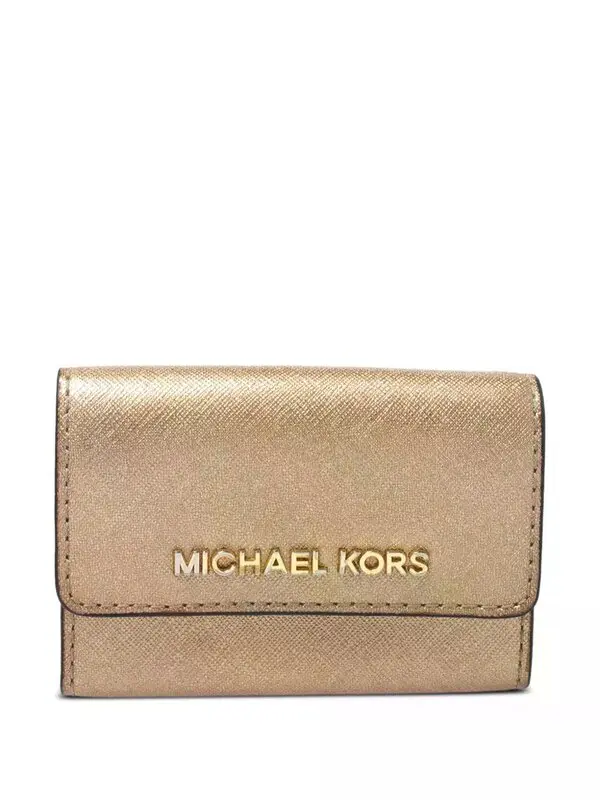 Michael Kors Metallic-finish Leather Card Holder - Gold