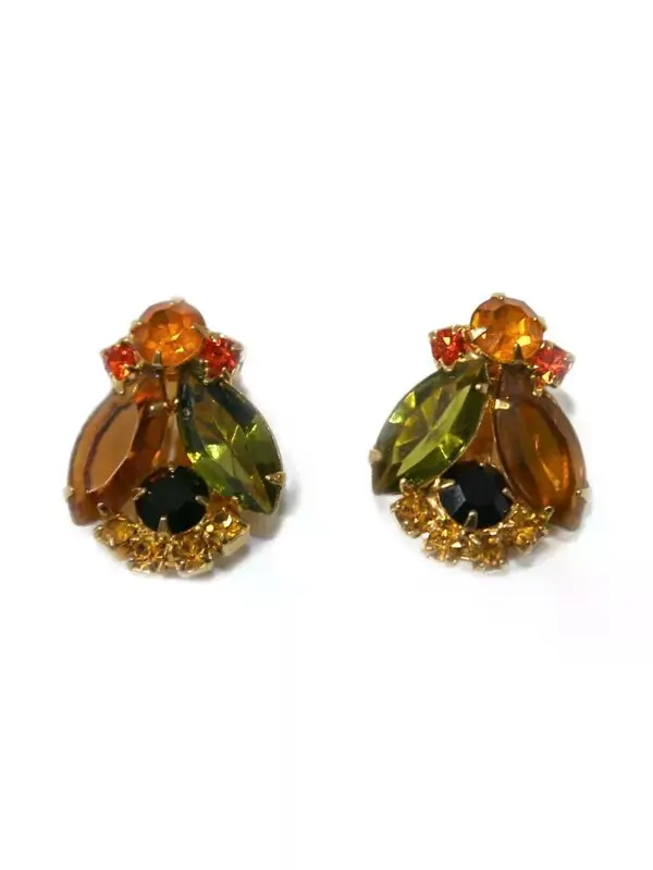 REWIND VINTAGE AFFAIRS 1960s Crystal Clip-on Earrings - Gold