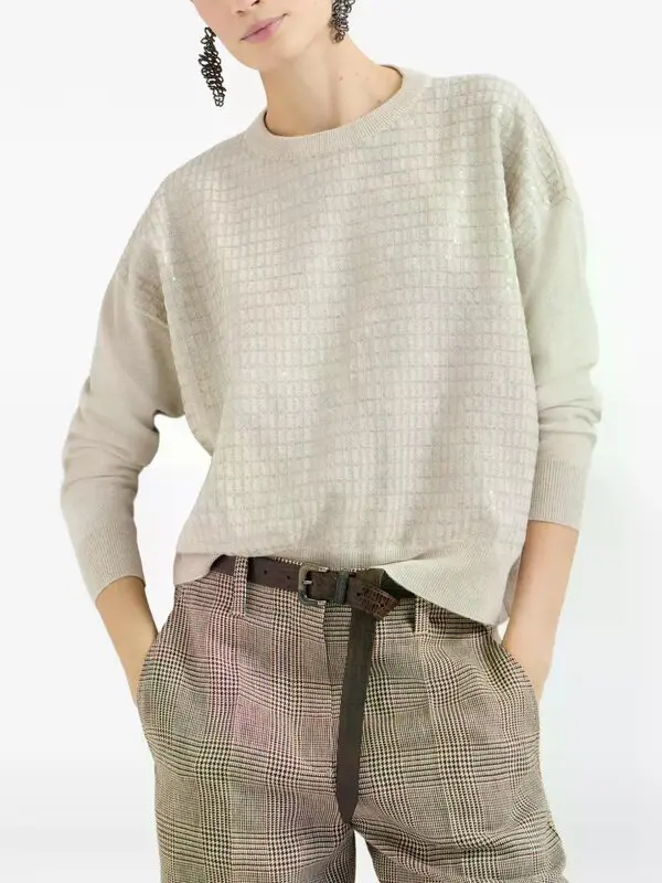 Brunello Cucinelli Check-pattern Sweater - Neutrals
