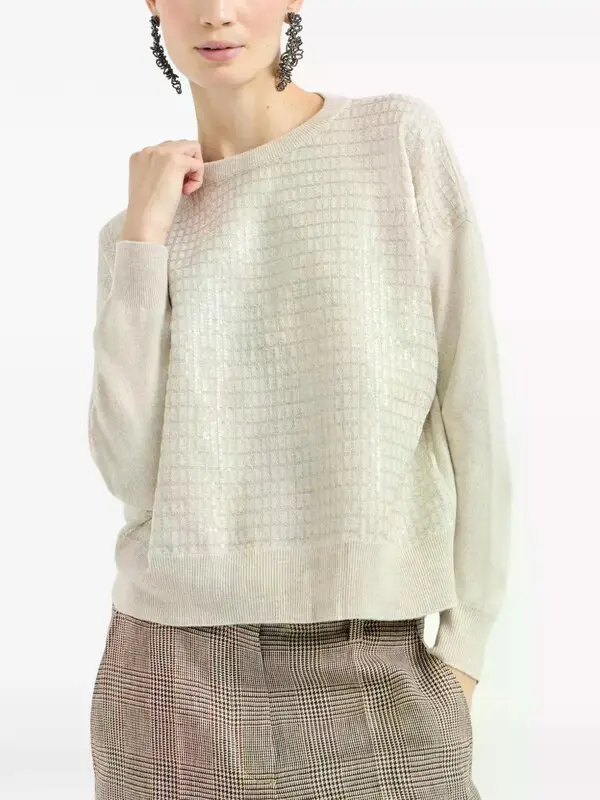 Brunello Cucinelli Check-pattern Sweater - Neutrals