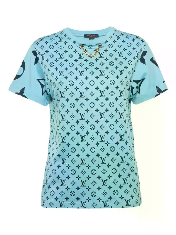 LOUIS VUITTON Monogram-print Crew-neck T-shirt - Blue