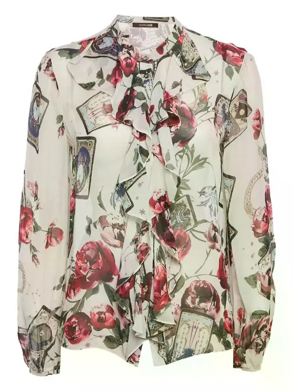 Roberto Cavalli Floral-print Ruffle Blouse