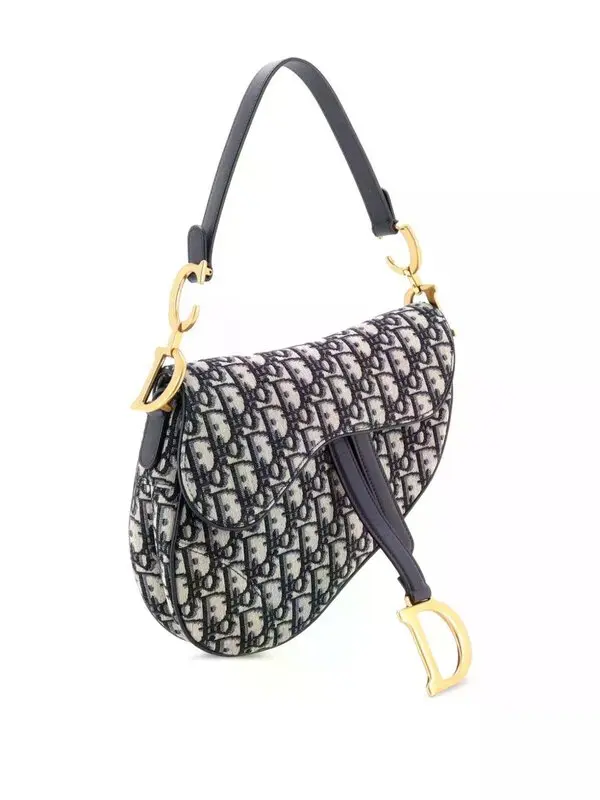 Dior Saddle Oblique Canvas Medium Shoulder Bag - Blue