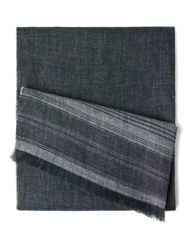 Brunello Cucinelli Embroidered-detail Striped Linen Scarf - Grey