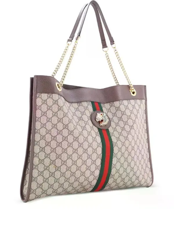 Gucci Rajah Chain Gg Coated Canvas Large Tote Bag - Brown