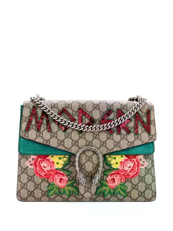 Gucci Dionysus Embellished Gg Coated Canvas Shoulder Bag - Brown