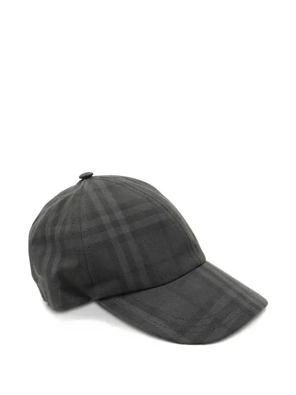 Burberry Checked Baseball Cap - Grey