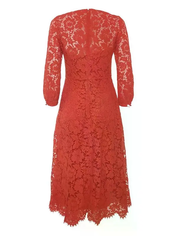 Valentino Garavani Corded Lace Midi Dress - Red