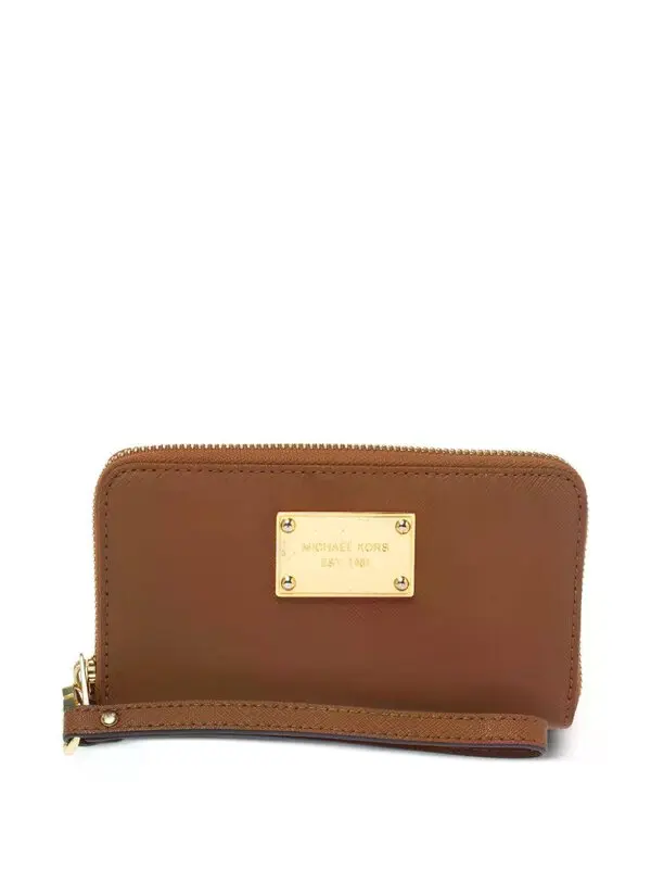 Michael Kors Logo-plaque Zip-around Wallet - Brown