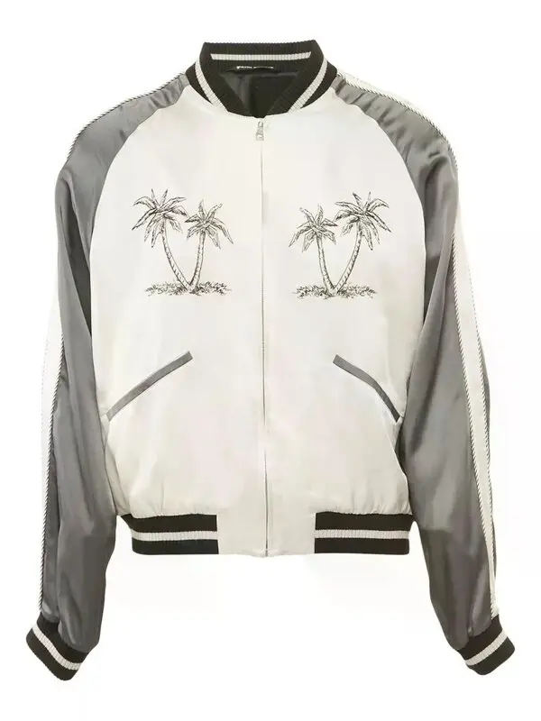 Palm Angels Palm-tree Embroidered Satin Bomber Jacket