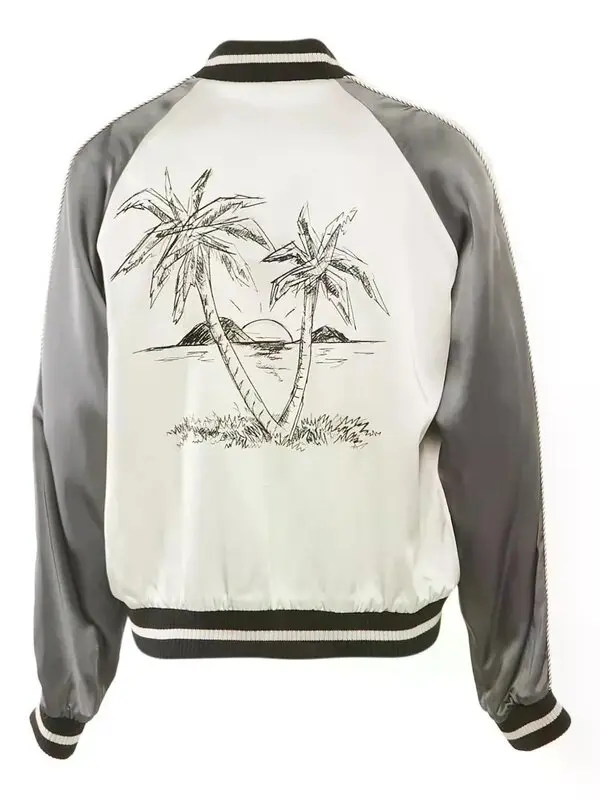 Palm Angels Palm-tree Embroidered Satin Bomber Jacket