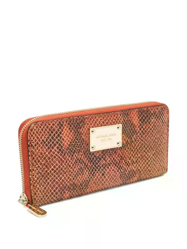 Michael Kors 2000s Snakeskin-embossed Zip Wallet - Orange