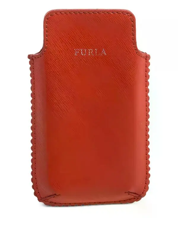 Furla Leather Scalloped-edge Phone Case - Orange