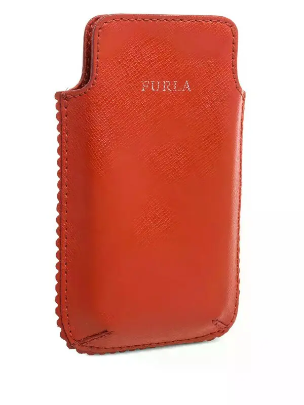 Furla Leather Scalloped-edge Phone Case - Orange