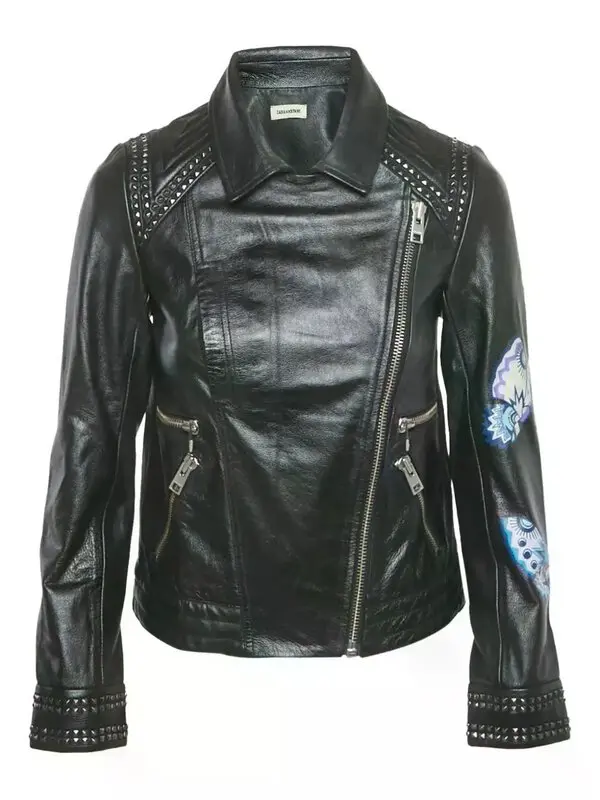 Zadig&Voltaire Studded Butterfly-print Leather Jacket