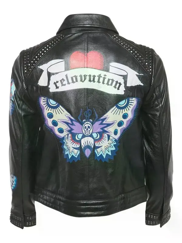 Zadig&Voltaire Studded Butterfly-print Leather Jacket
