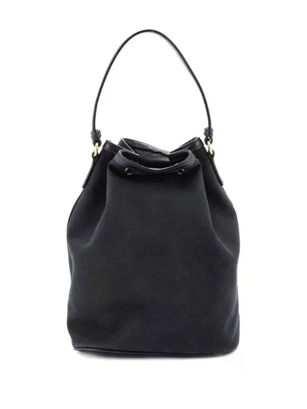 Prada Logo Drawstring Canvas Bucket Bag