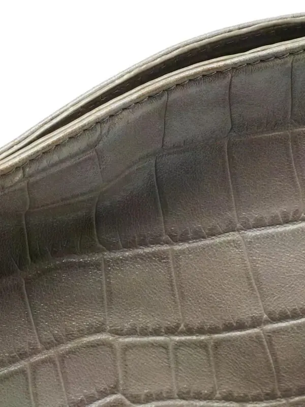 AIGNER 2000s Crocodile-embossed Leather Shoulder Bag