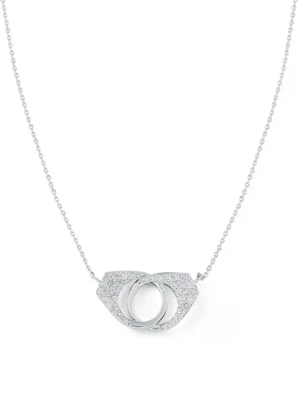 LB EXCLUSIVE 14k White Gold Diamond Handcuff Pendant Necklace - Silver