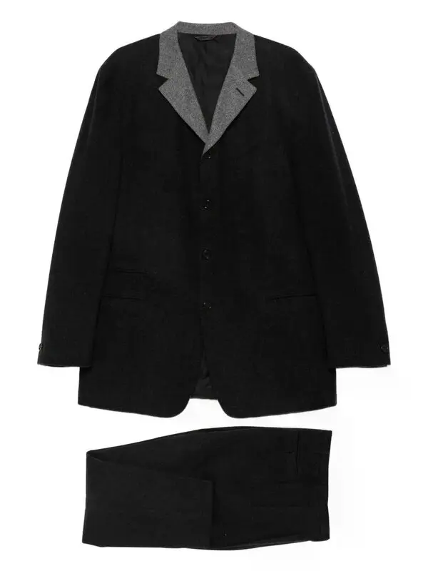 ROMEO GIGLI 1990s Contrast-lapel Suit - Black