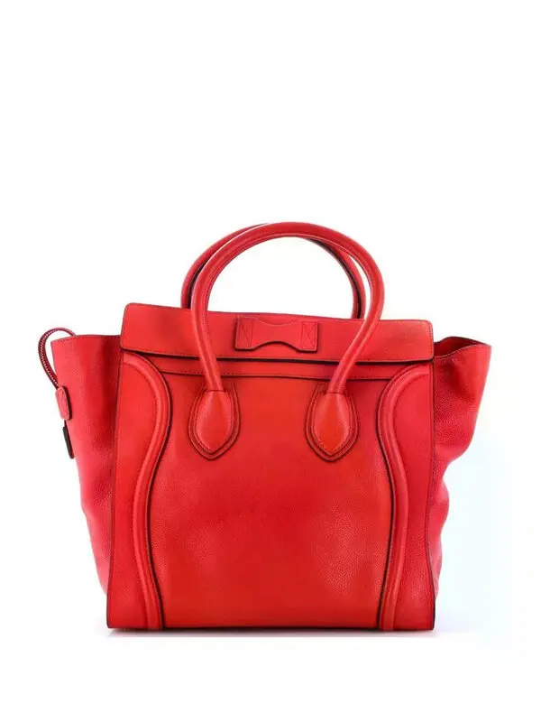 Celine Luggage Bag Grainy Leather Mini Tote - Red