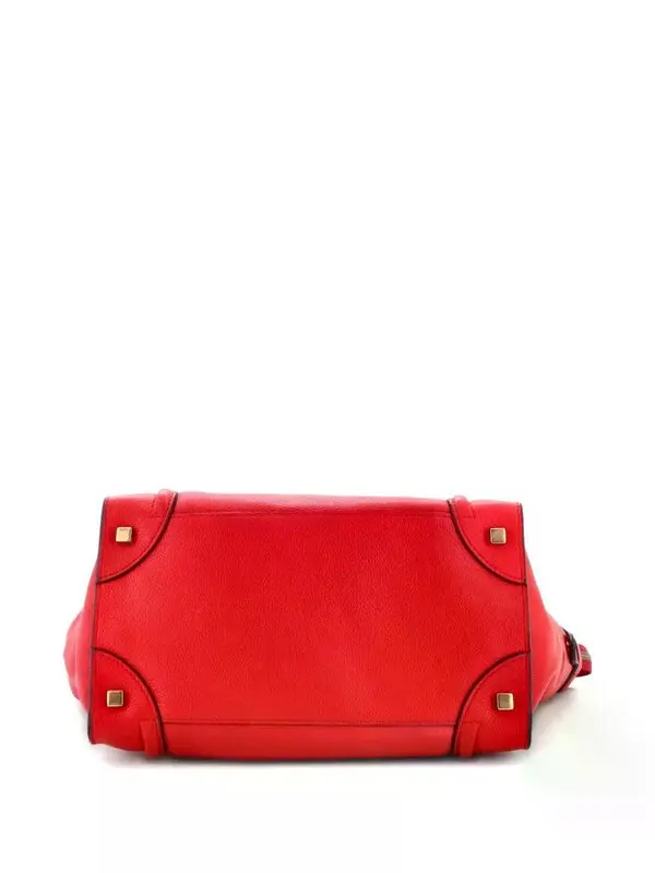 Celine Luggage Bag Grainy Leather Mini Tote - Red