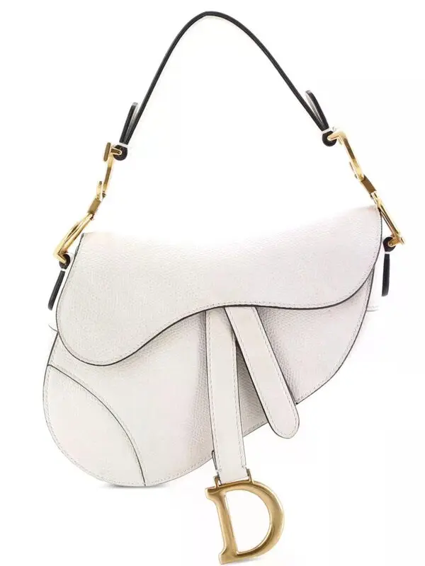 Dior Saddle Leather Mini Shoulder Bag - White