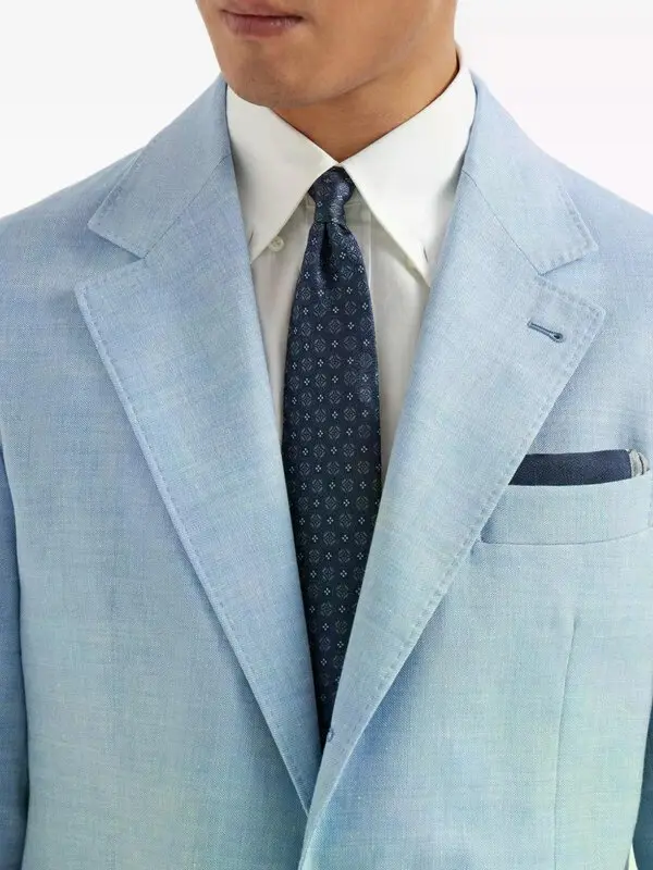 Brunello Cucinelli Geometric-patterned Silk Neck Tie - Blue