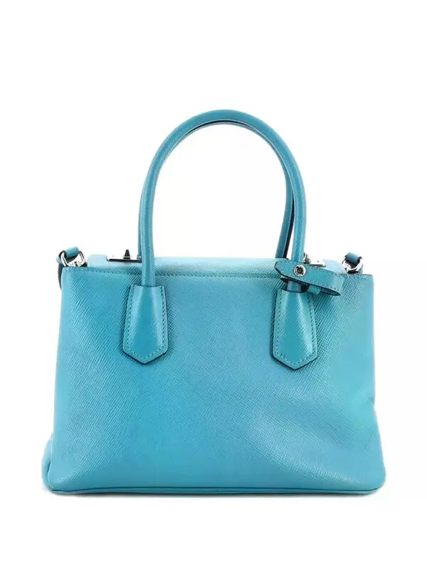 Prada Turnlock Cuir Twin Saffiano Leather Small Tote Bag - Blue