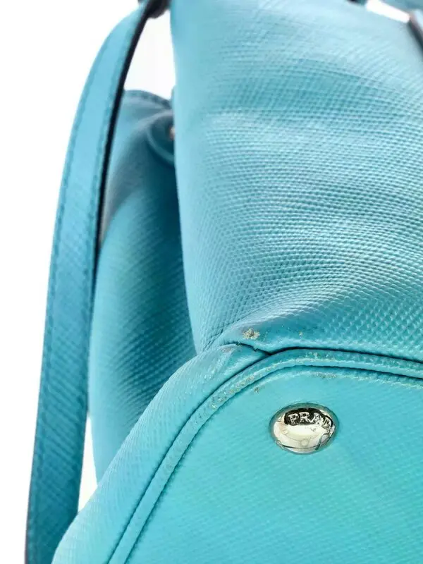 Prada Turnlock Cuir Twin Saffiano Leather Small Tote Bag - Blue