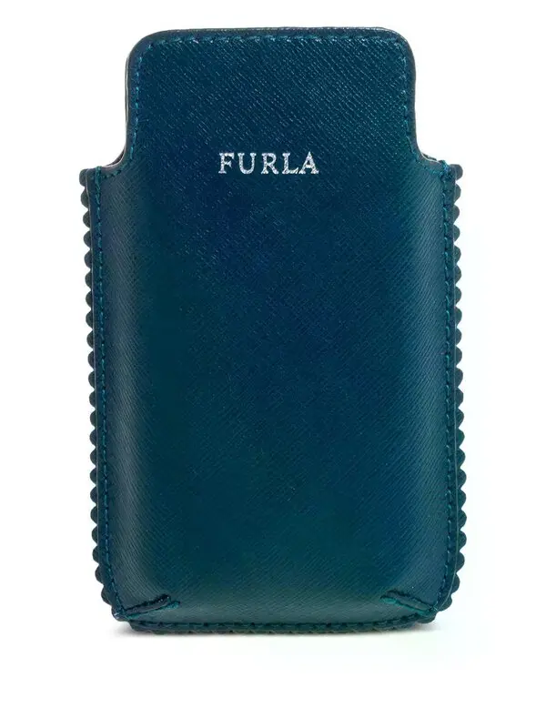 Furla Leather Scalloped-edge Phone Case - Blue