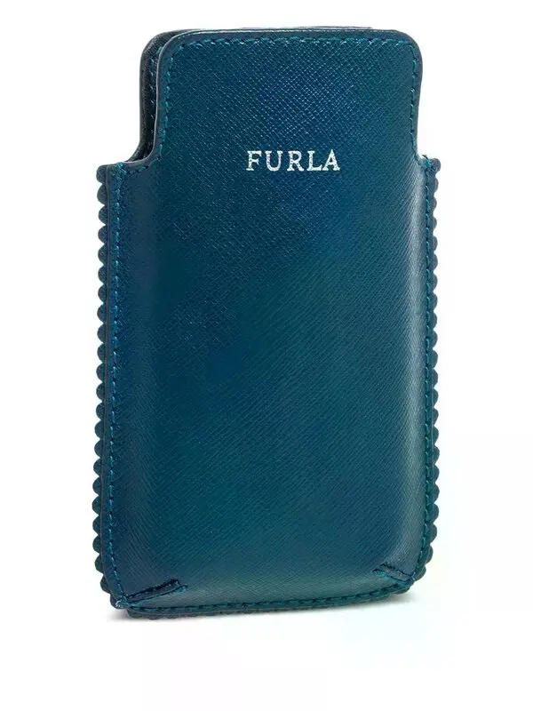 Furla Leather Scalloped-edge Phone Case - Blue