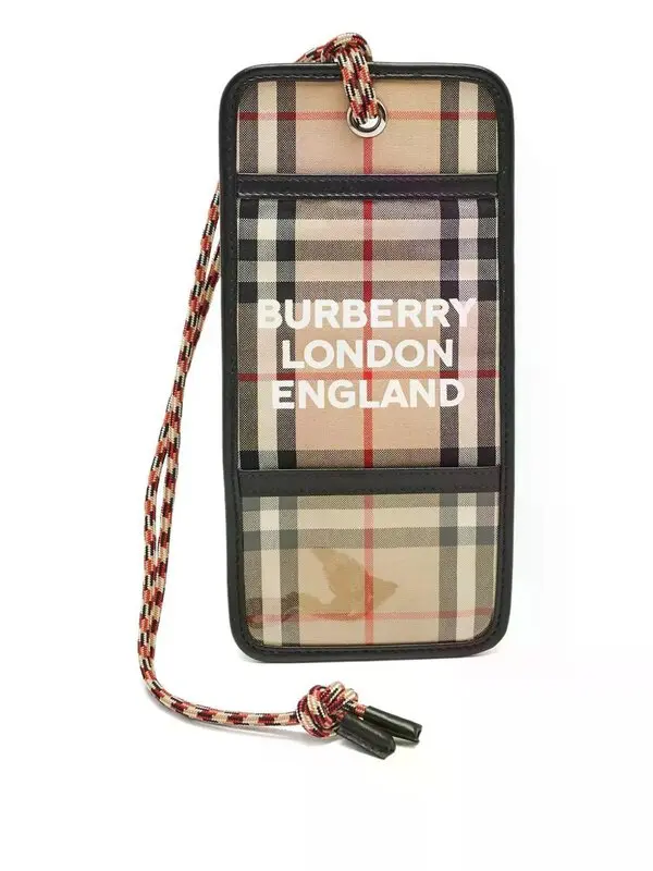 Burberry Check-print Lanyard Card Holder - Neutrals