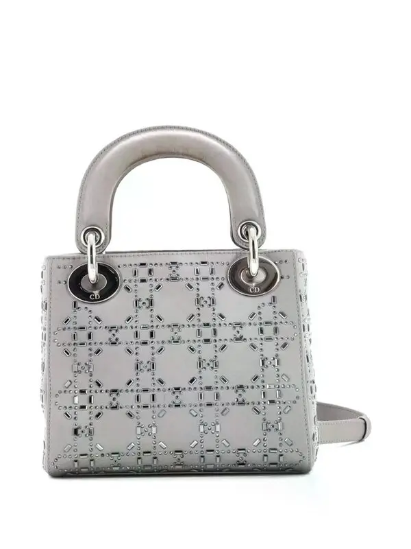 Dior Lady Crystal Embellished Mini Satchel - Grey