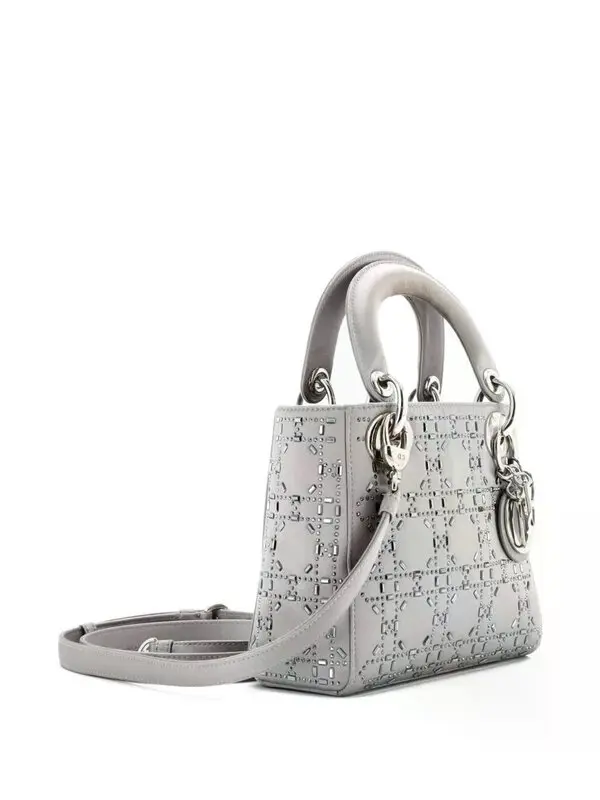 Dior Lady Crystal Embellished Mini Satchel - Grey