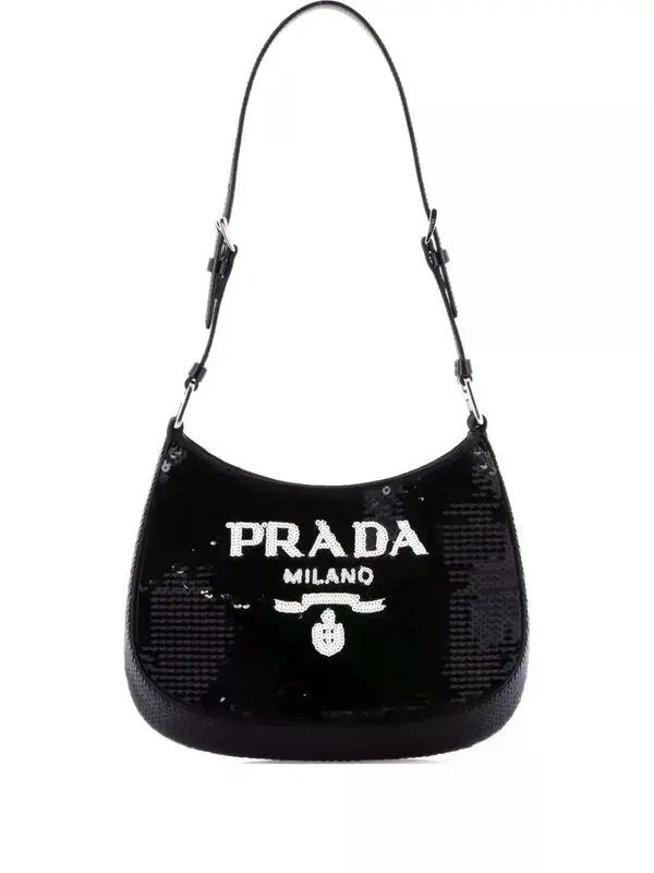 Prada Cleo Sequins Small Shoulder Bag - Black