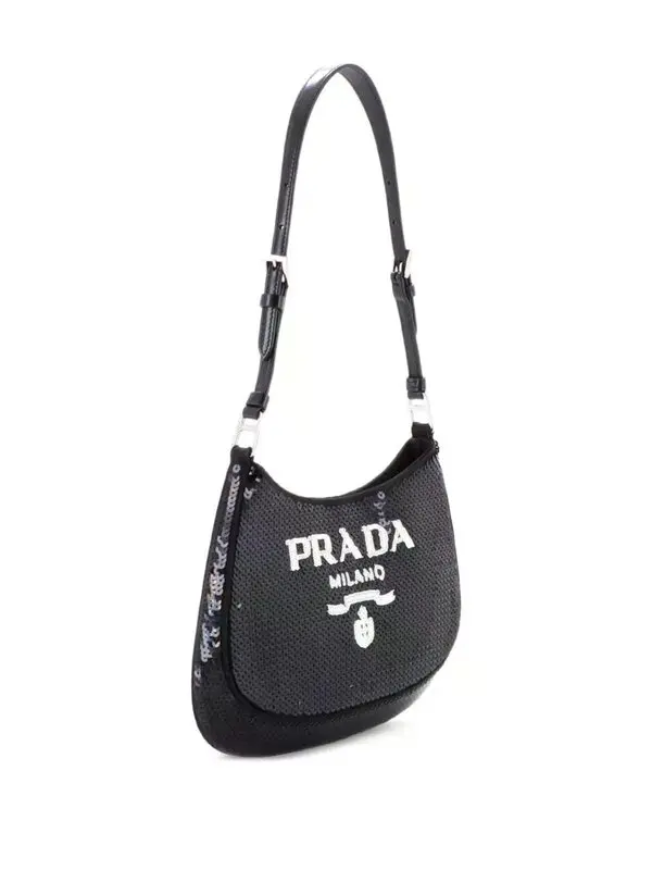 Prada Cleo Sequins Small Shoulder Bag - Black