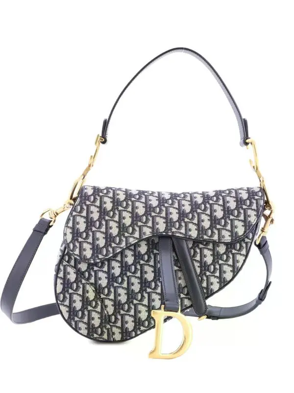 Dior Saddle Handbag With Strap Oblique Canvas Medium - Blue