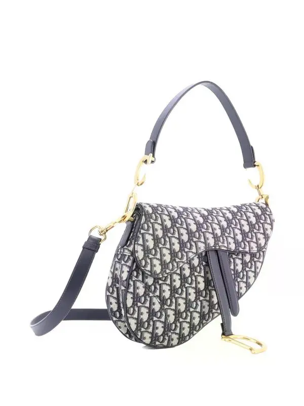 Dior Saddle Handbag With Strap Oblique Canvas Medium - Blue