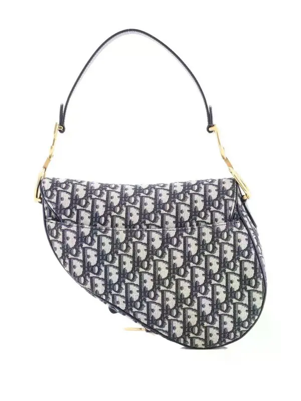 Dior Saddle Handbag With Strap Oblique Canvas Medium - Blue