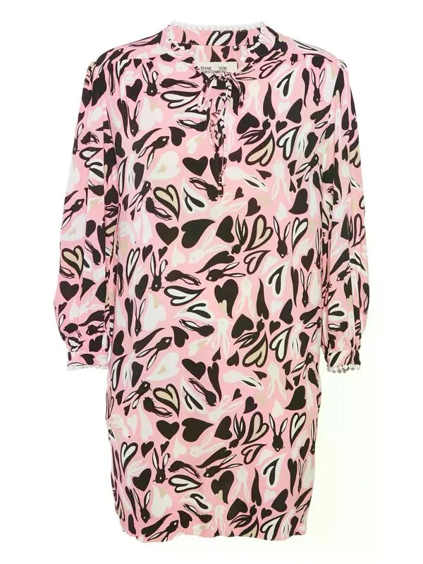 Diane Von Furstenberg Graphic-print Mini Dress - Pink