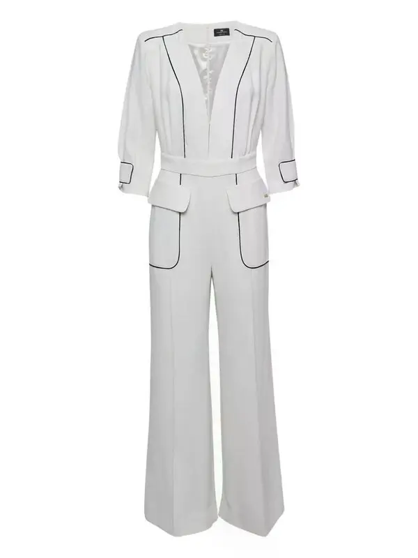 Elisabetta Franchi Contrast-trim Jumpsuit - White