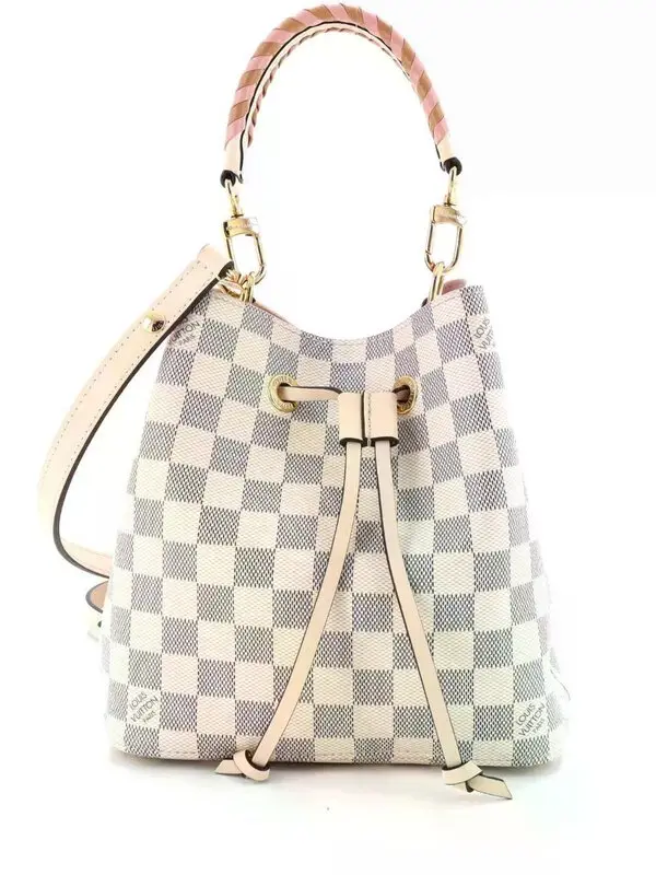 LOUIS VUITTON Braided Handle Néonoé Damier Bb Bucket Bag - White