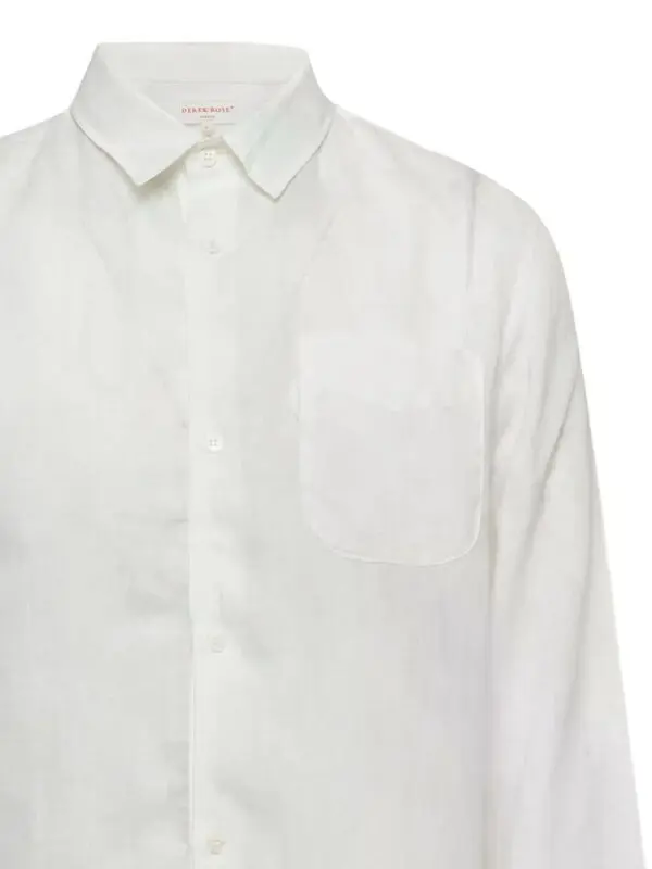 Derek Rose Linen Button-front Shirt - White