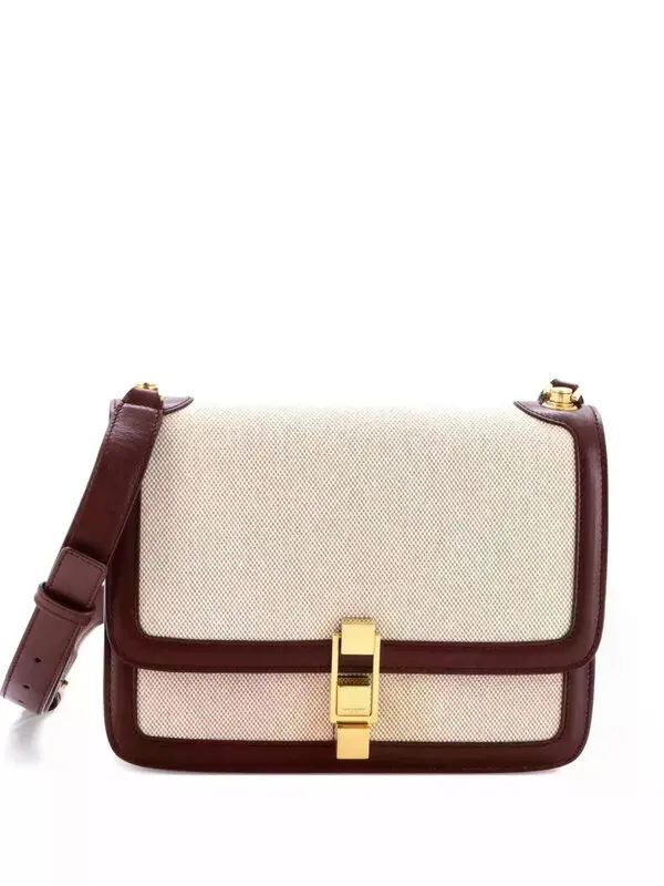 Saint Laurent Carre Satchel Canvas With Leather Medium Shoulder Bag