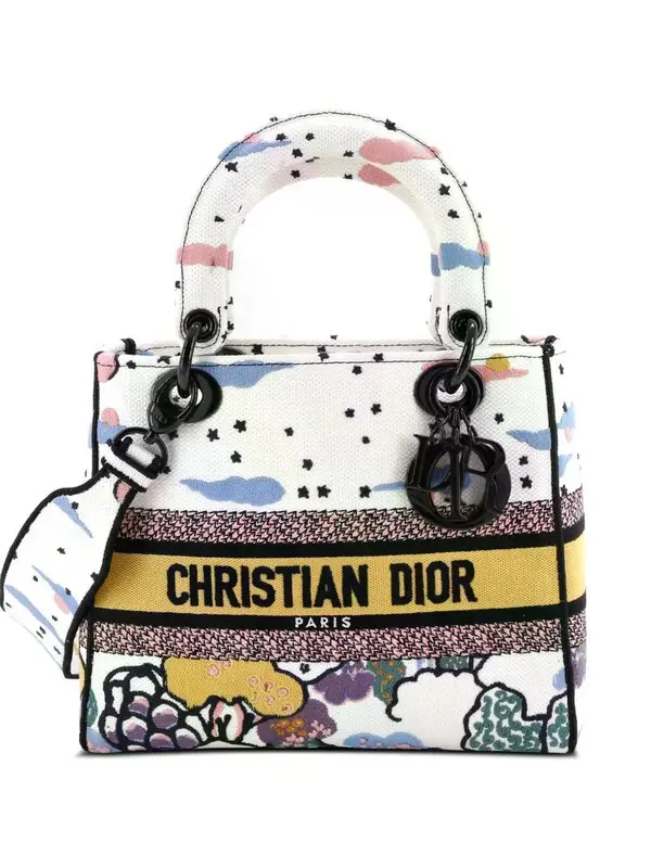 Dior Lady D-lite Embroidered Canvas Medium Satchel - Multicolour