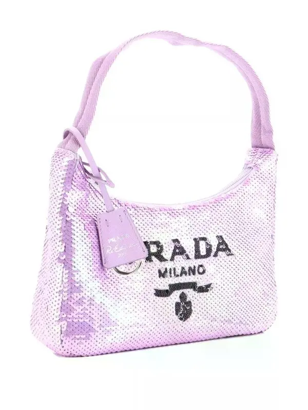 Prada Re-edition 2000 Sequins Mini Hobo Bag - Purple