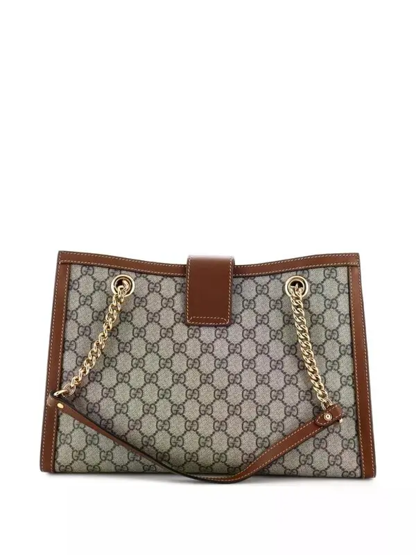 Gucci Padlock Chain Gg Coated Canvas Medium Tote Bag - Brown