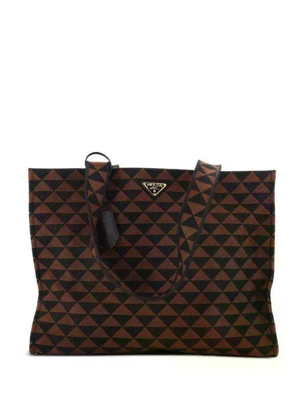 Prada Symbole Jacquard Horizontal Tote Bag - Black